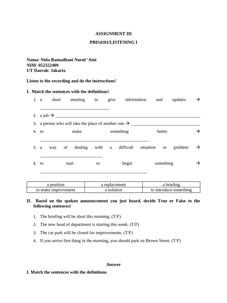 Pbis4101 Listening Assignment Answers Pdf