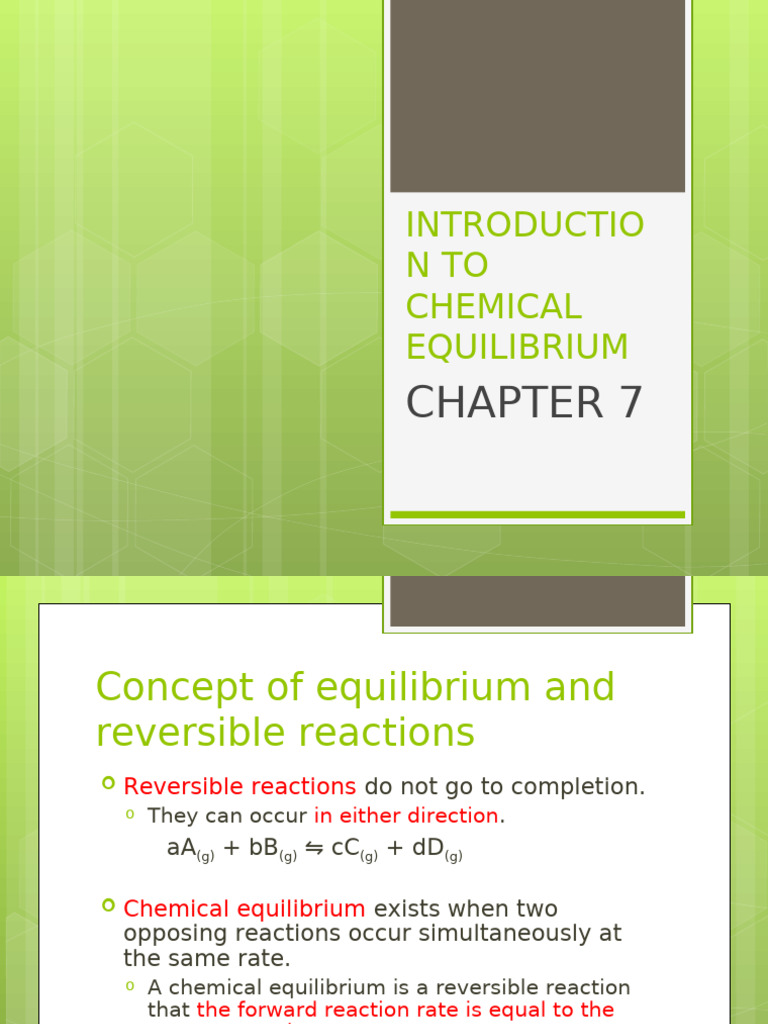 Chapter 7 Introduction To Chemical Equilibrium | PDF | Chemical ...