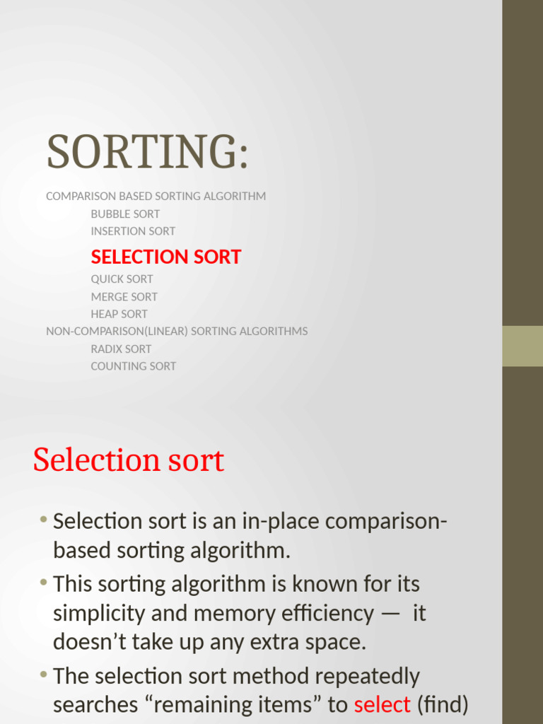 3 Dsa Sorting Selectionsort Pdf Algorithms And Data Structures 2758