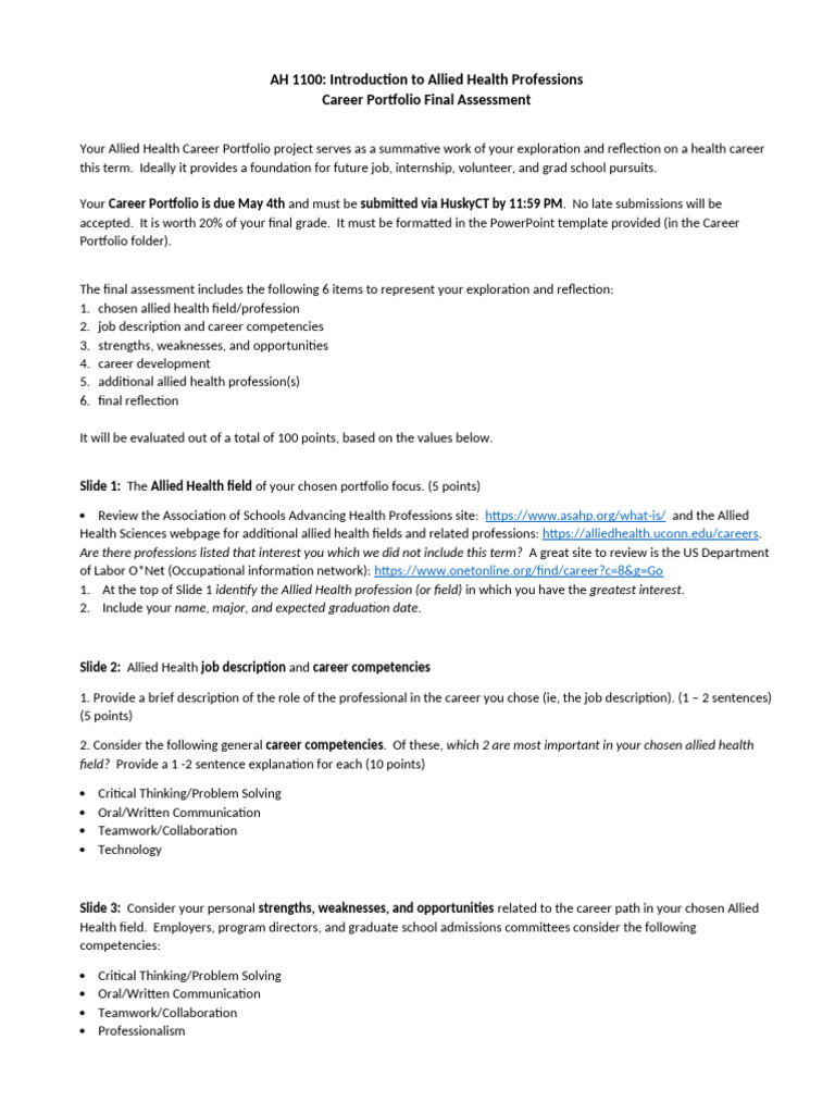 Career Portfolio Final Assessment Outline S21 Final | PDF
