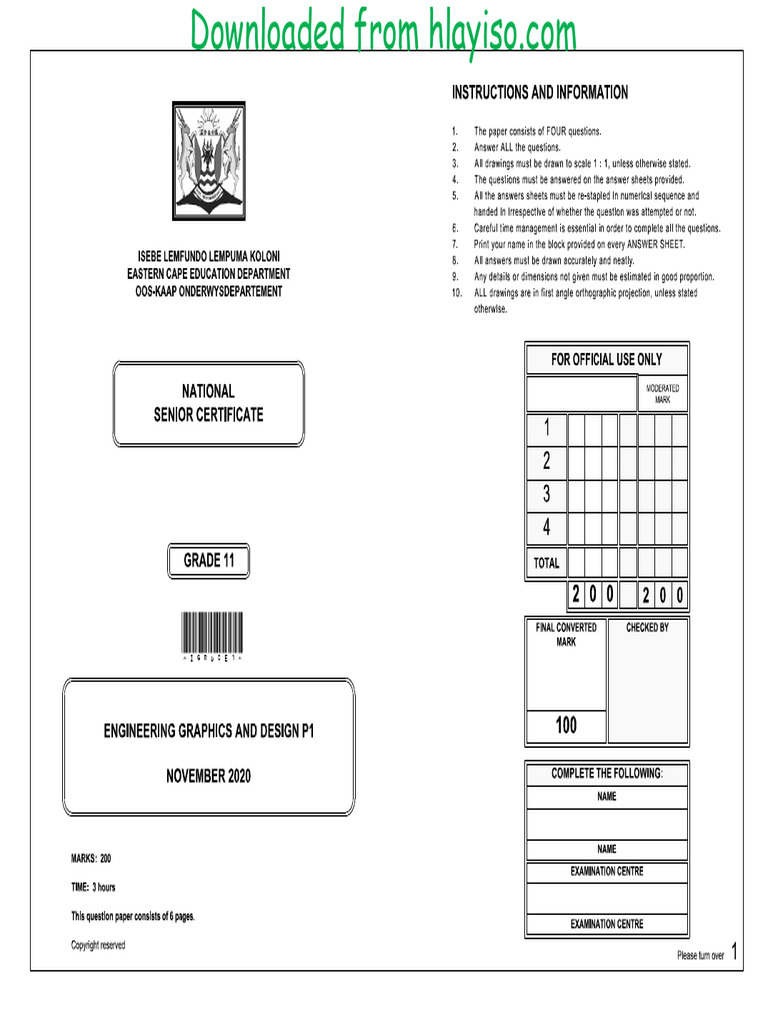 EGD P1 GR11 NOV2020 QP ENG D - Hlayiso - Com | PDF