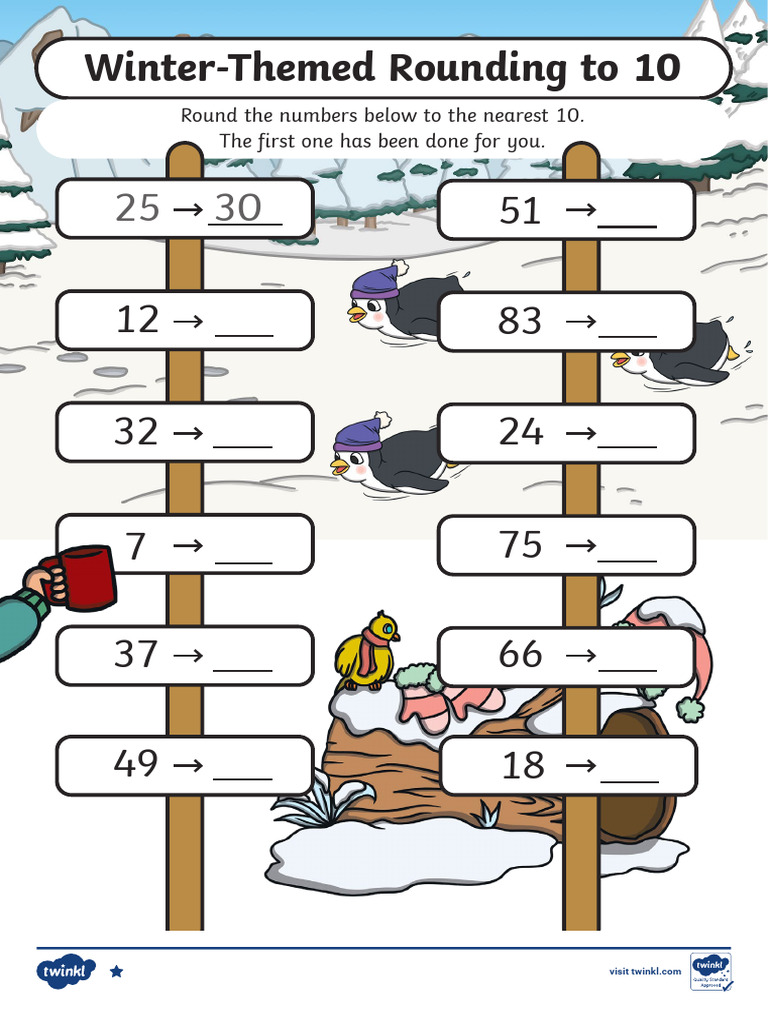 T M 1706189510 Winter Themed Rounding To 10 Worksheets Ver 1 | PDF