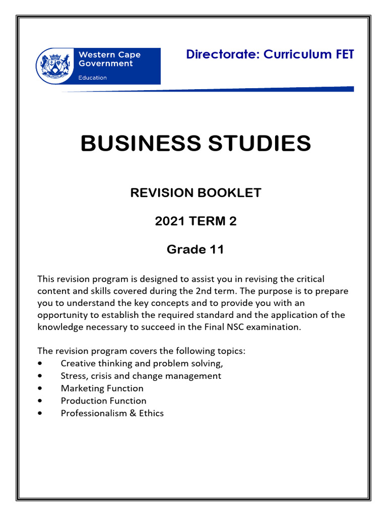 Grade 11 Business Studies Review Pdf Trademark Thought