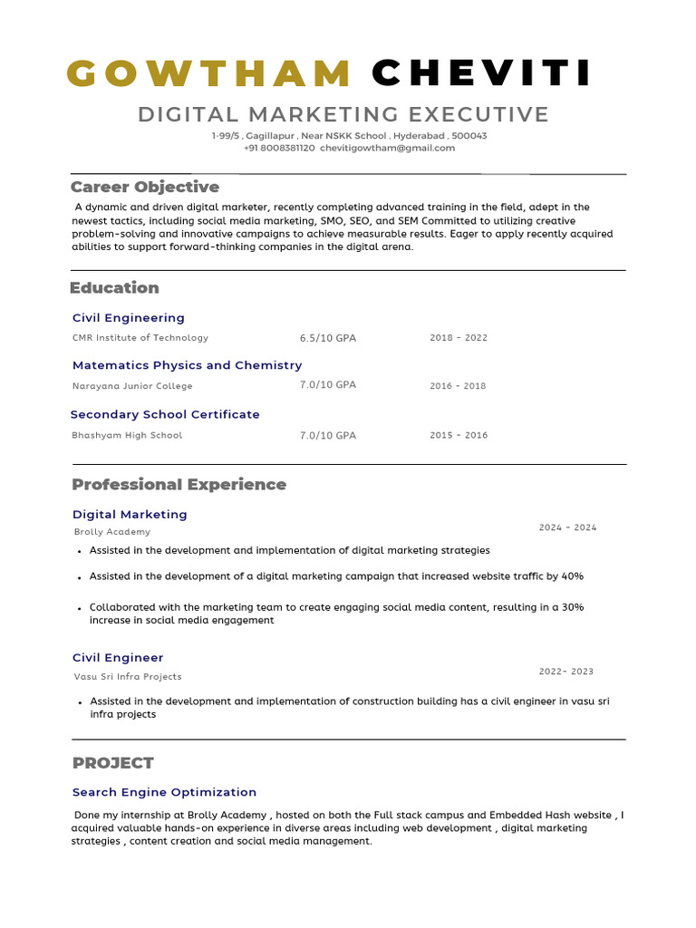 white Simple Resume | PDF | Digital Marketing | Search Engine Optimization