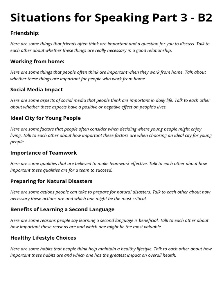 Situations For Speaking Part 3 - B2 | PDF