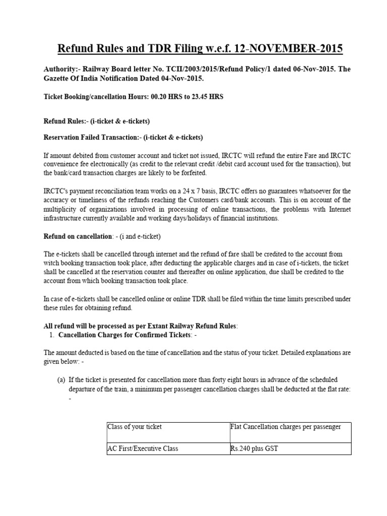 REFUND RULES Wef 12-Nov-15 | PDF | Credit Card | Debit Card