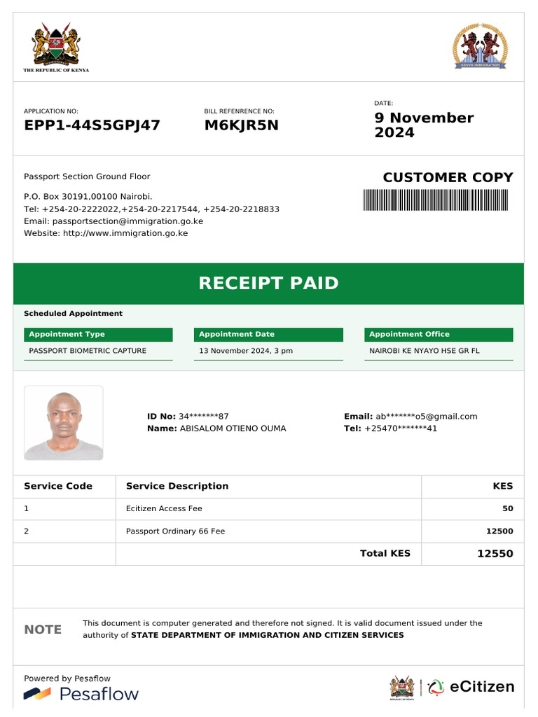 EPP1-44S5GPJ47-IMMIGRATION RECEIPT | PDF | Passport | Authentication
