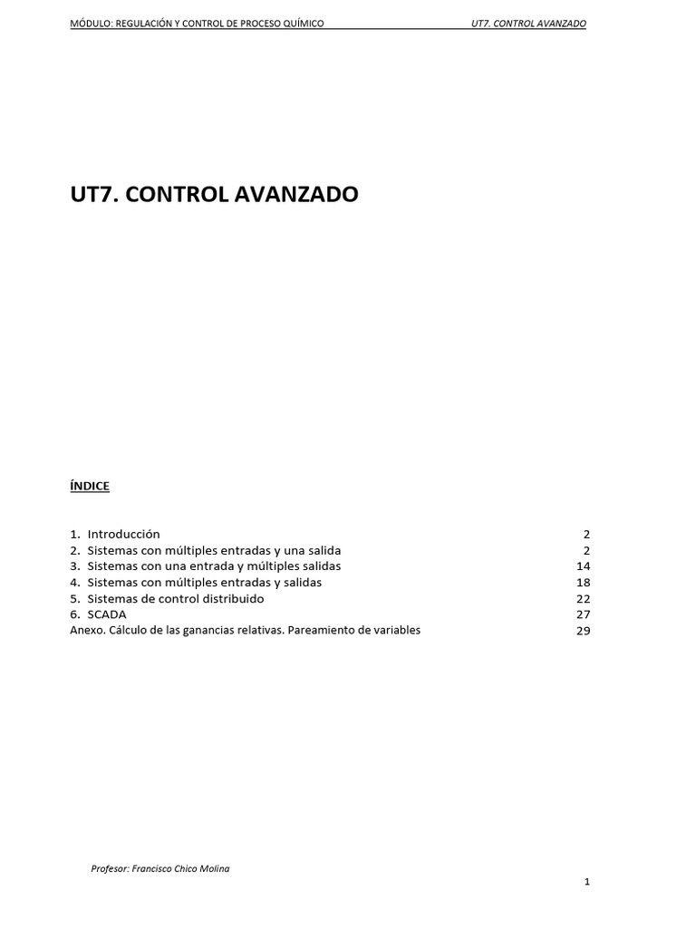 UT7 Control Avanzado | PDF | Realimentación | Sistema de control