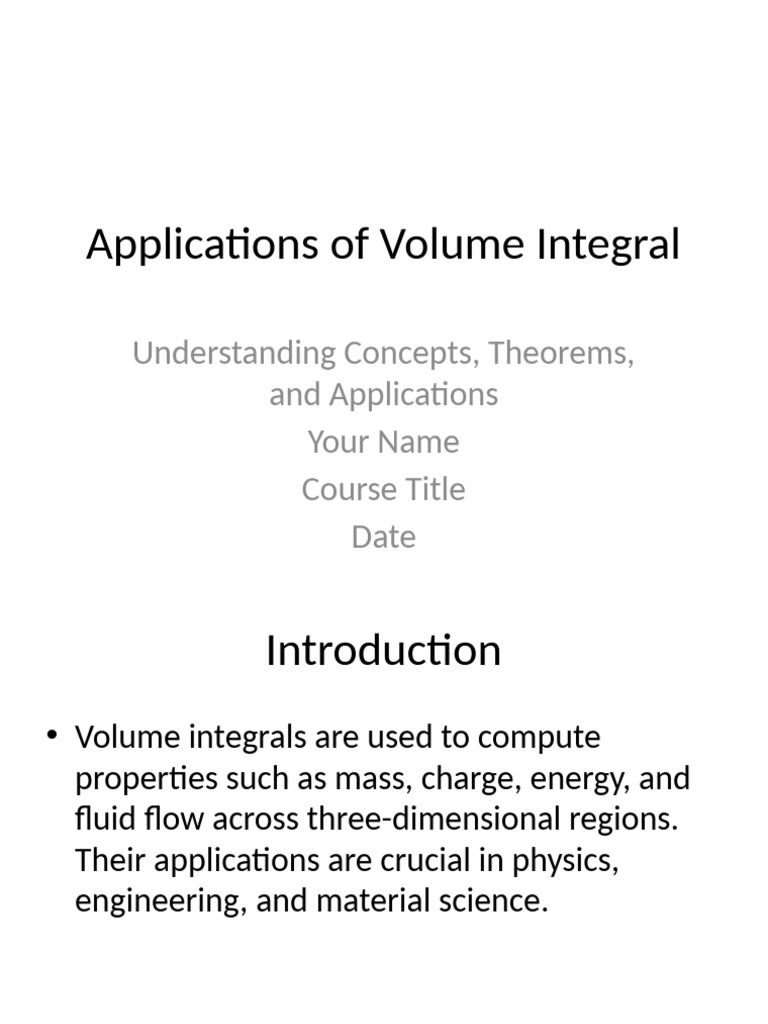 Applications_of_Volume_Integral_Presentation | PDF