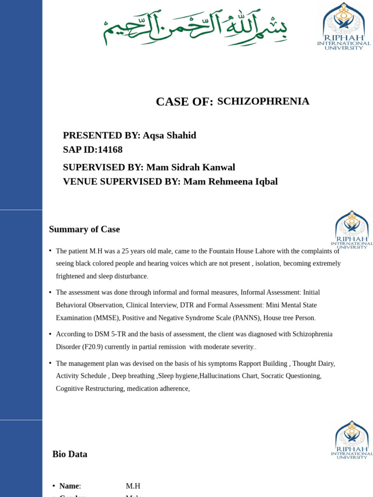 Aqsa 14168 M.H Case Conference Correct File | PDF | Schizophrenia | Psychological Trauma