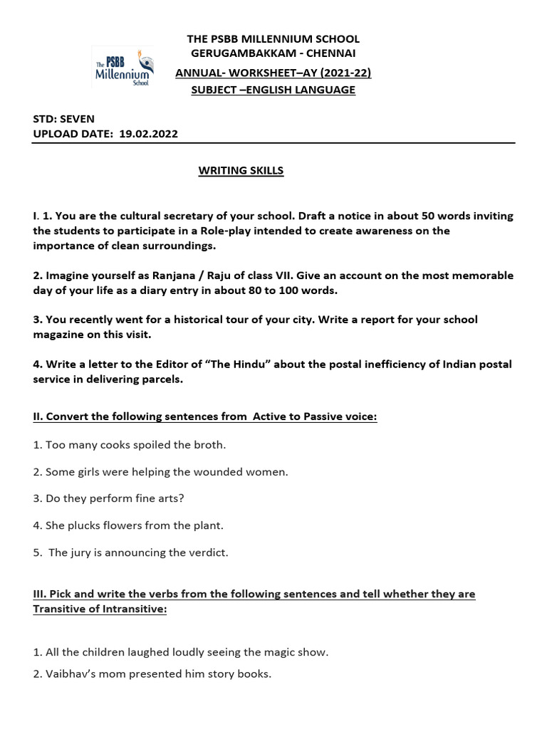 STD 7 - Annual - Eng Language WS-2021-22docx1645243909 | PDF ...