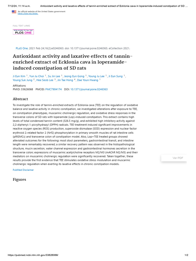 Antioxidant Activity and Laxative Effects of Tannin-Enriched Extract of ...