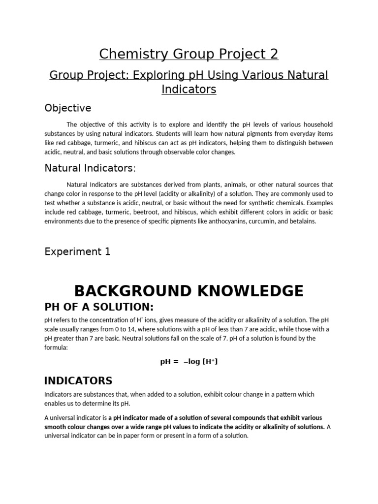 Chemistry Group Project 2 | PDF | Ph | Beetroot