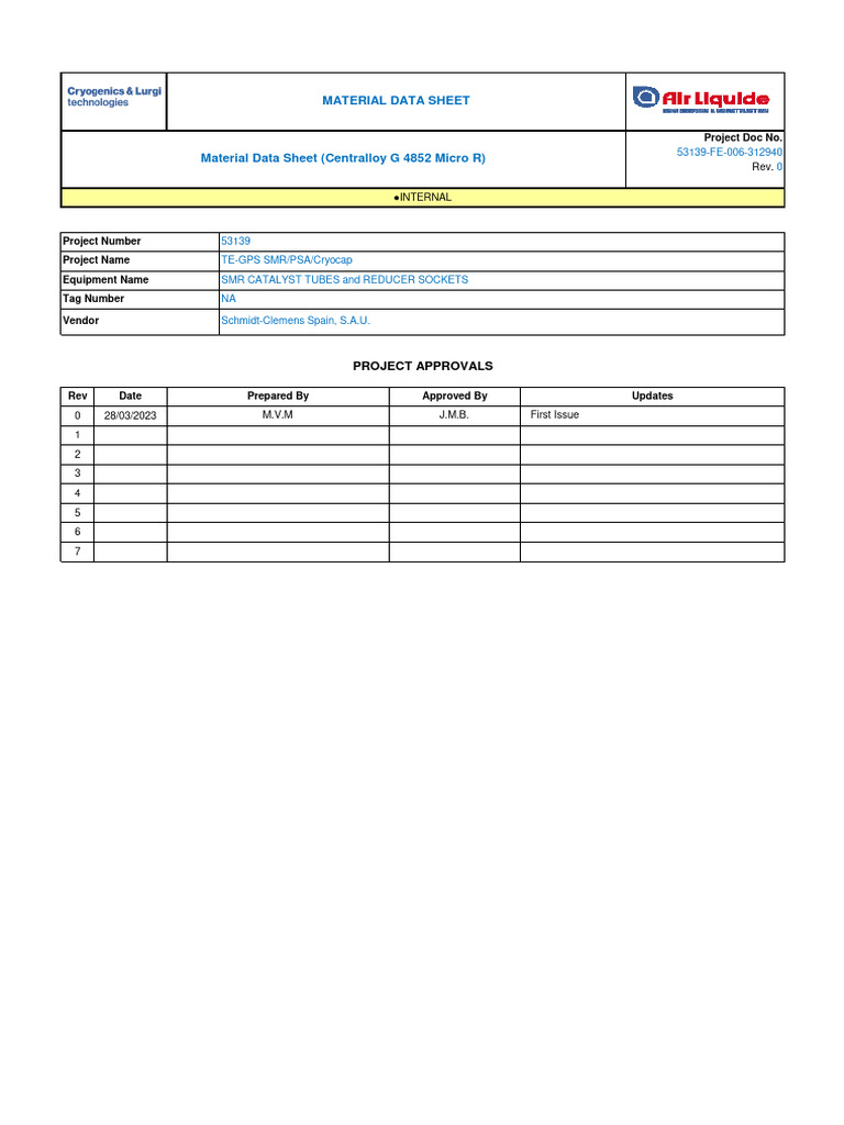 Catalyst Tube-Material Data Sheet | PDF | Welding | Construction