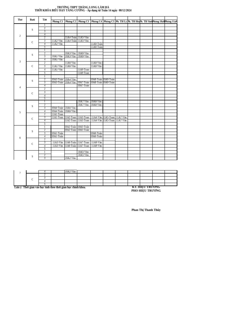 TKB-ÔN-TN-12-và-HỌC-TĂNG-CƯỜNG-1011-TỪ-Tuần-14 | PDF