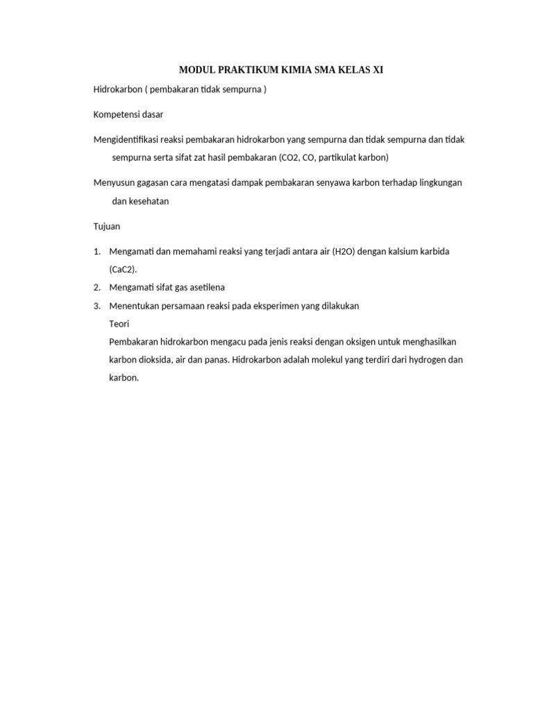 Modul Praktikum Kimia Sma Kelas Xi | PDF