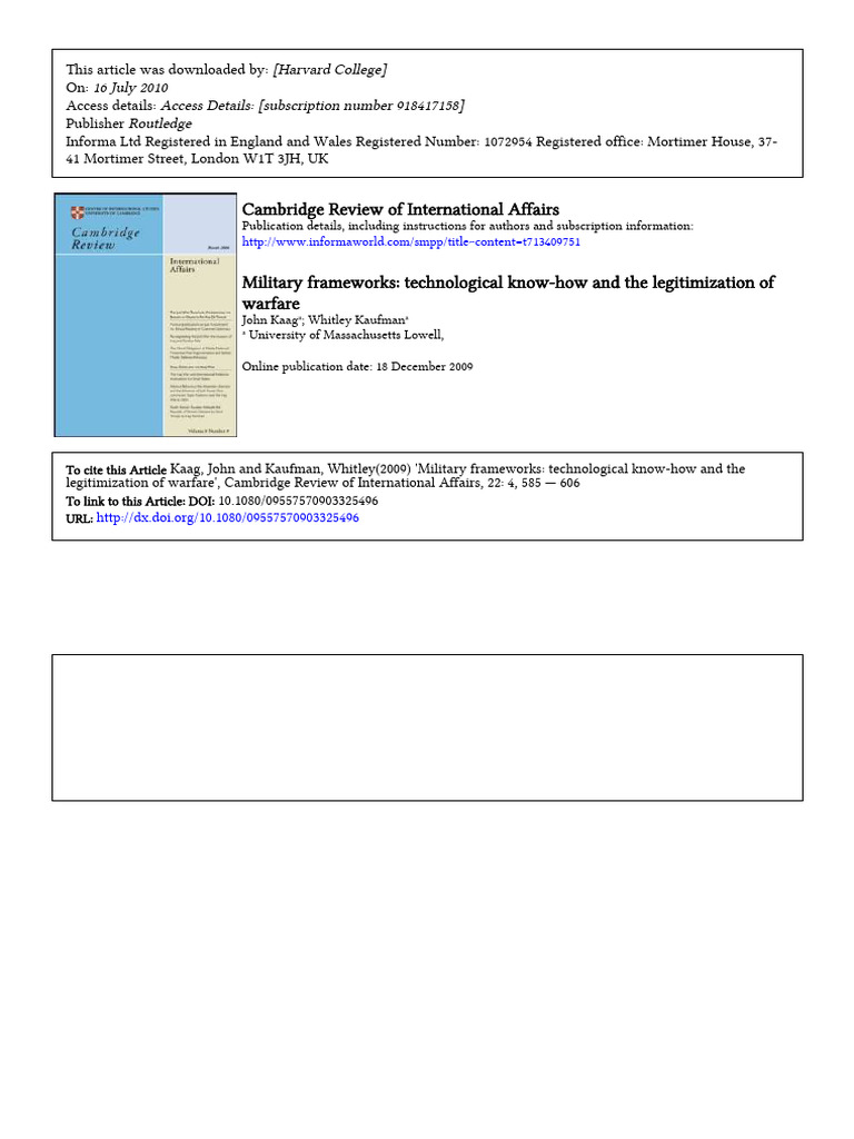 Military Frameworks Technological Know H-Mccarthy | PDF | Strategic ...