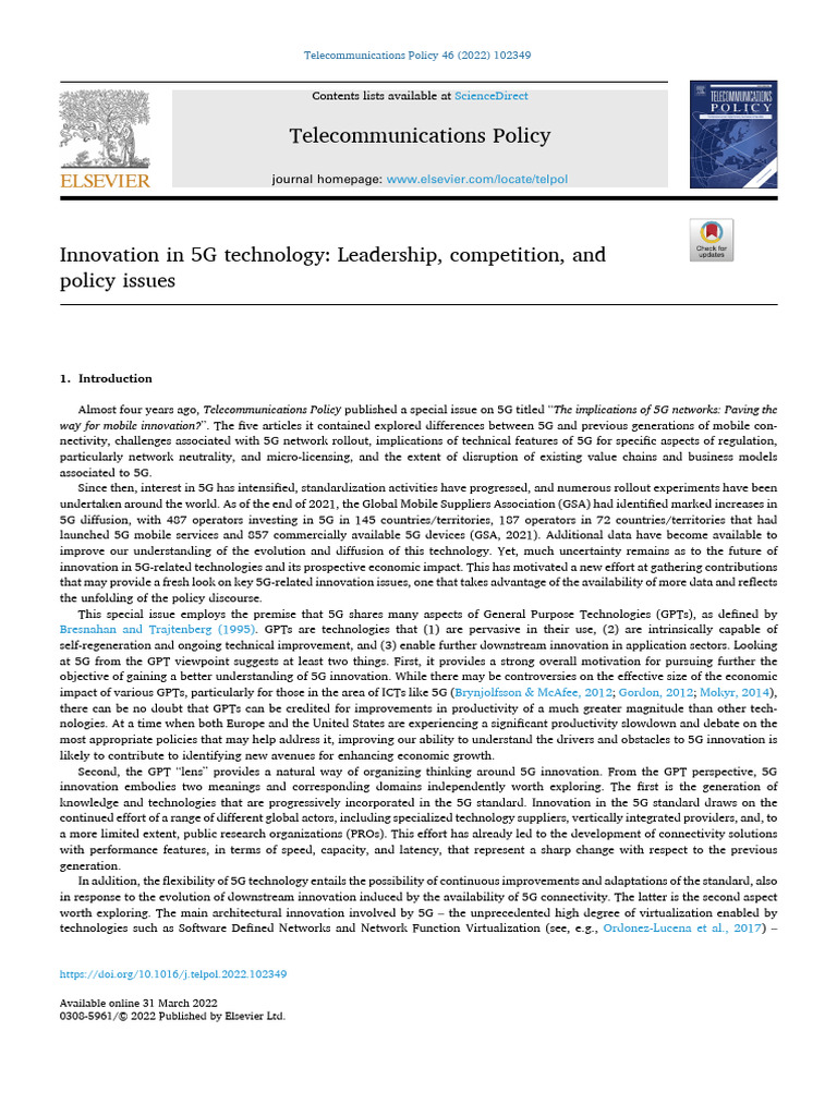 Innovation in 5G Technology Leadership, Competition, and | PDF ...