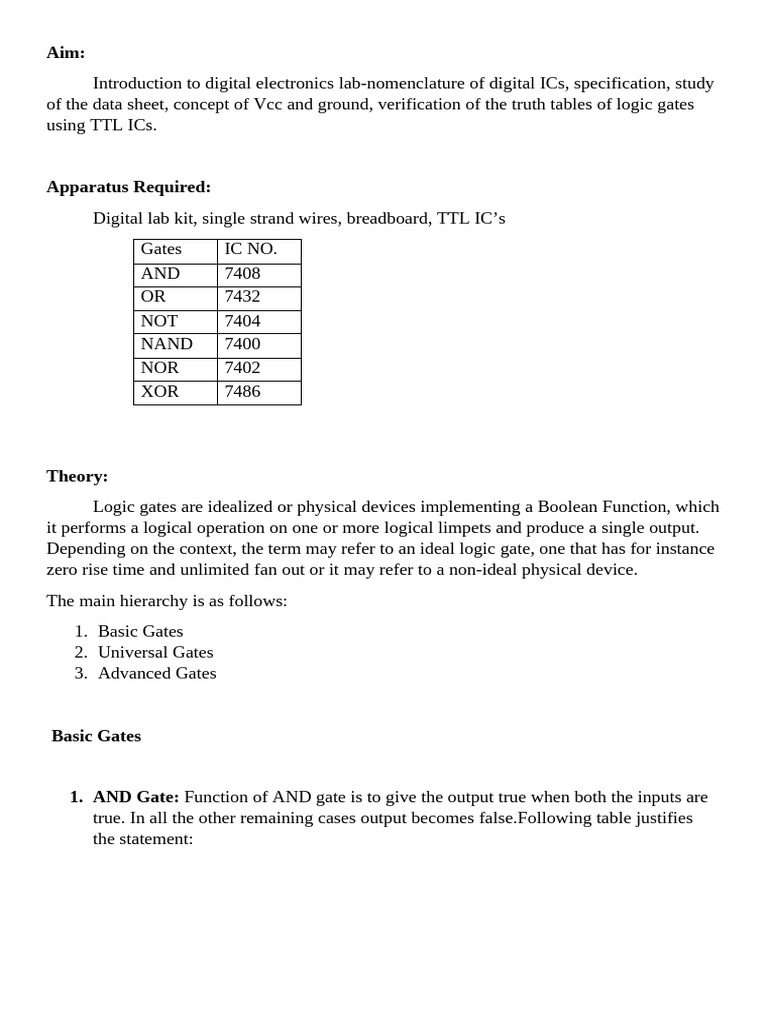 3. Logic Gates | PDF | Logic Gate | Digital Electronics