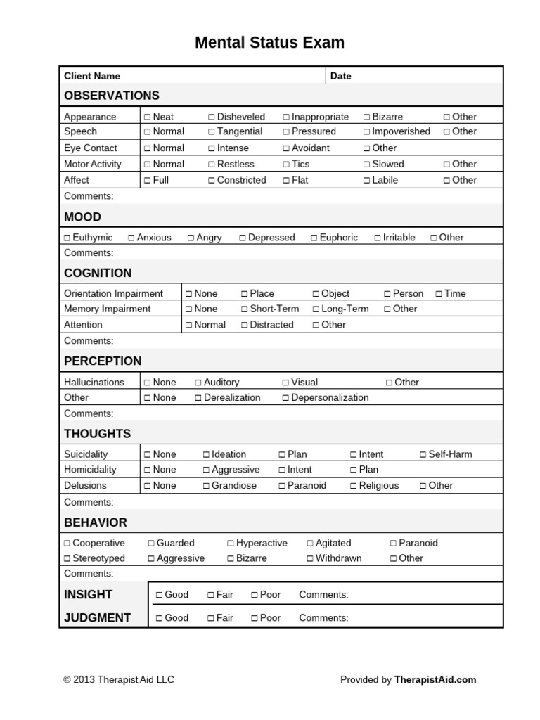 Mental Status Exam Template 06 (1) | PDF