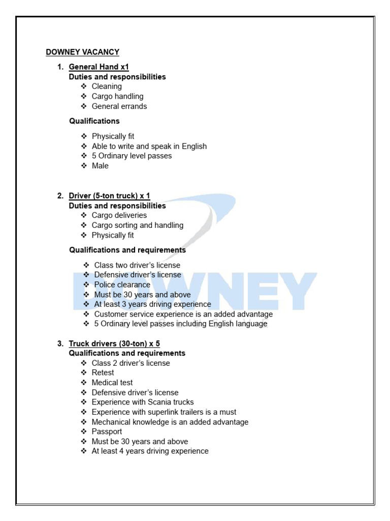 Downey Vacancy Dec 2024. | PDF