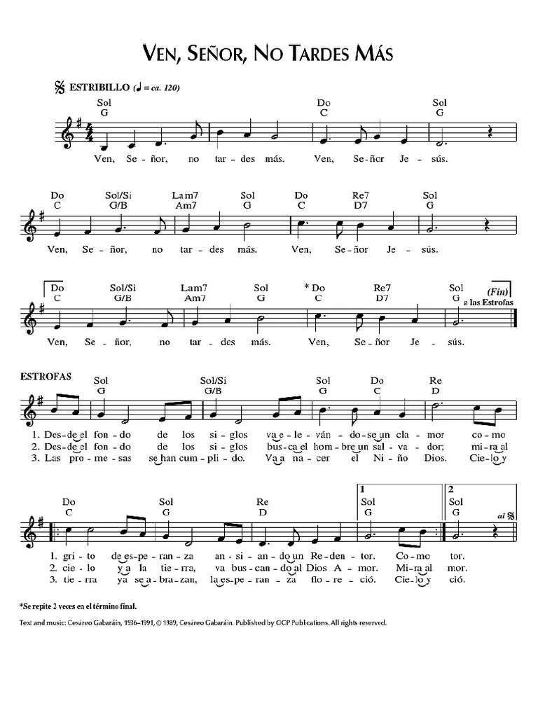 Ven Señor No Tardes Mas - Cesareo Gabarain | PDF