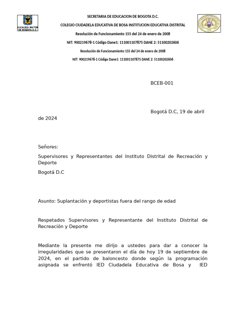 Carta Queja Ceb | PDF