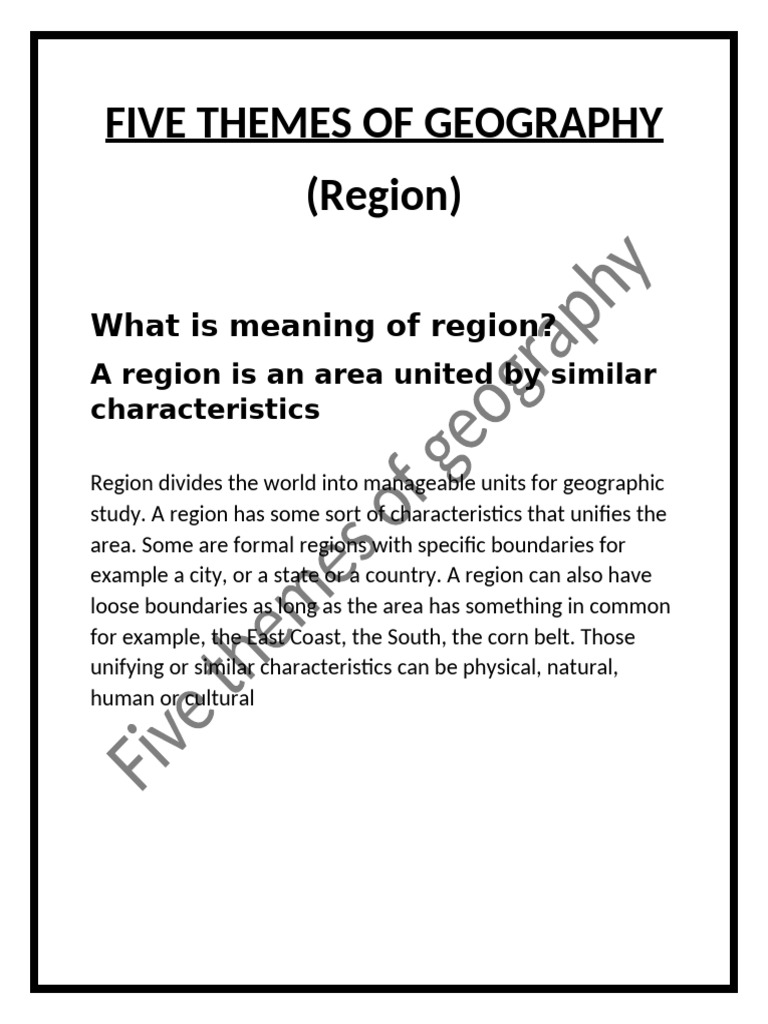 Five Themes of Geography( Region | PDF