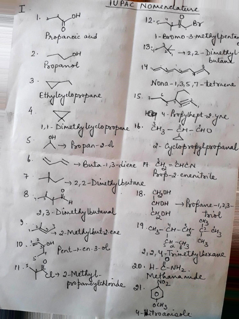 Iupac Nomenclature Answer Key | PDF