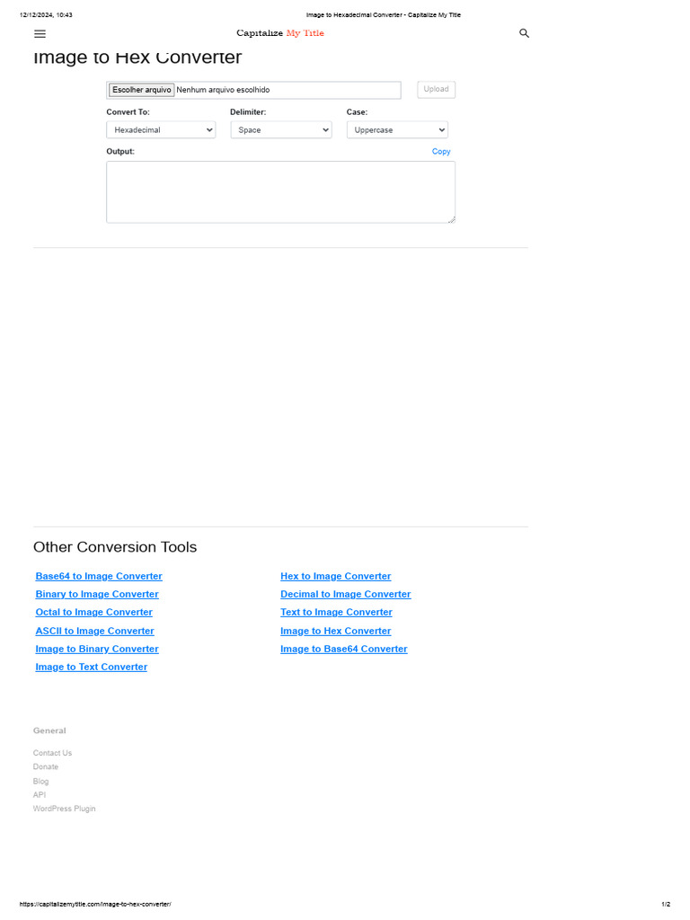 Image To Hexadecimal Converter - Capitalize My Title | PDF | Computing | Notation