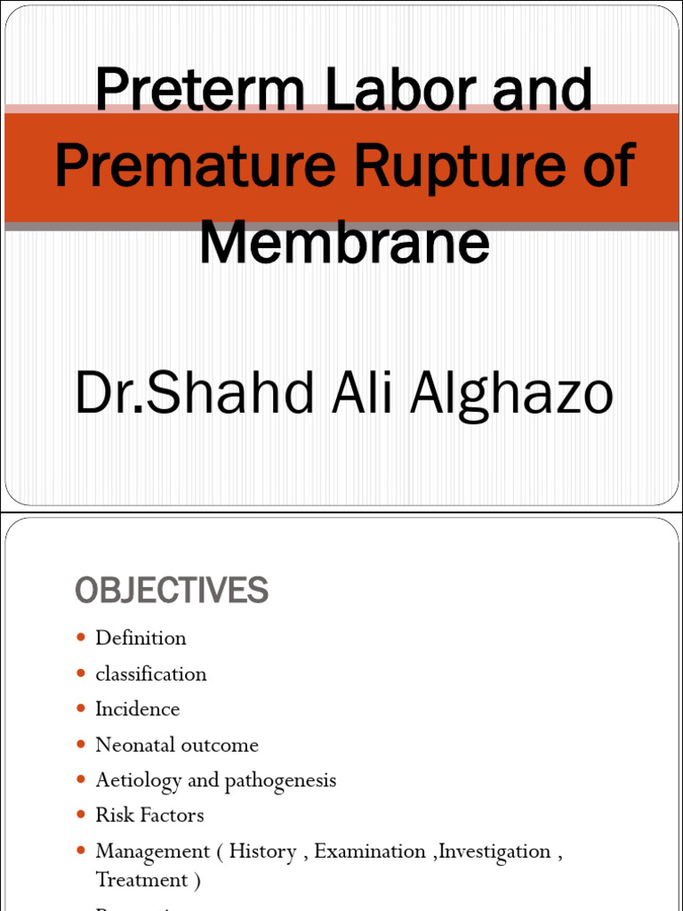 Preterm Labor and Premature Rupture of Membrane | PDF | Preterm Birth ...
