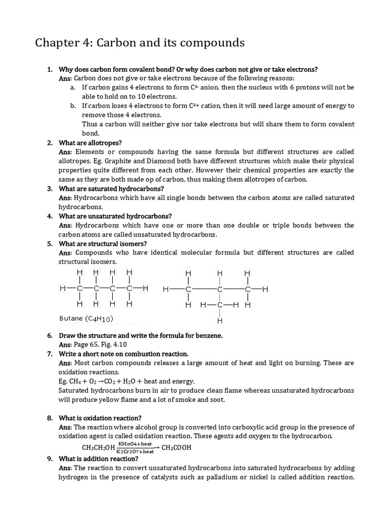 Carbon Compounds and Reactions Explained | PDF | Solubility | Carbon