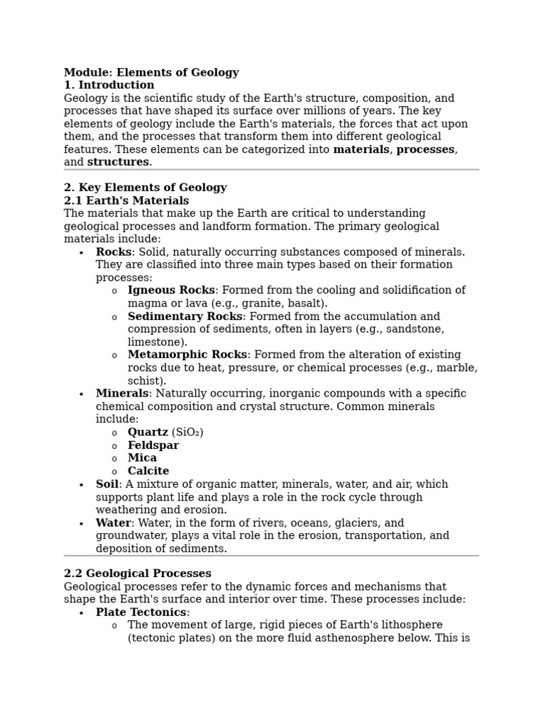 Elements of Geology and Earths Proceses | PDF | Geology | Rock (Geology)
