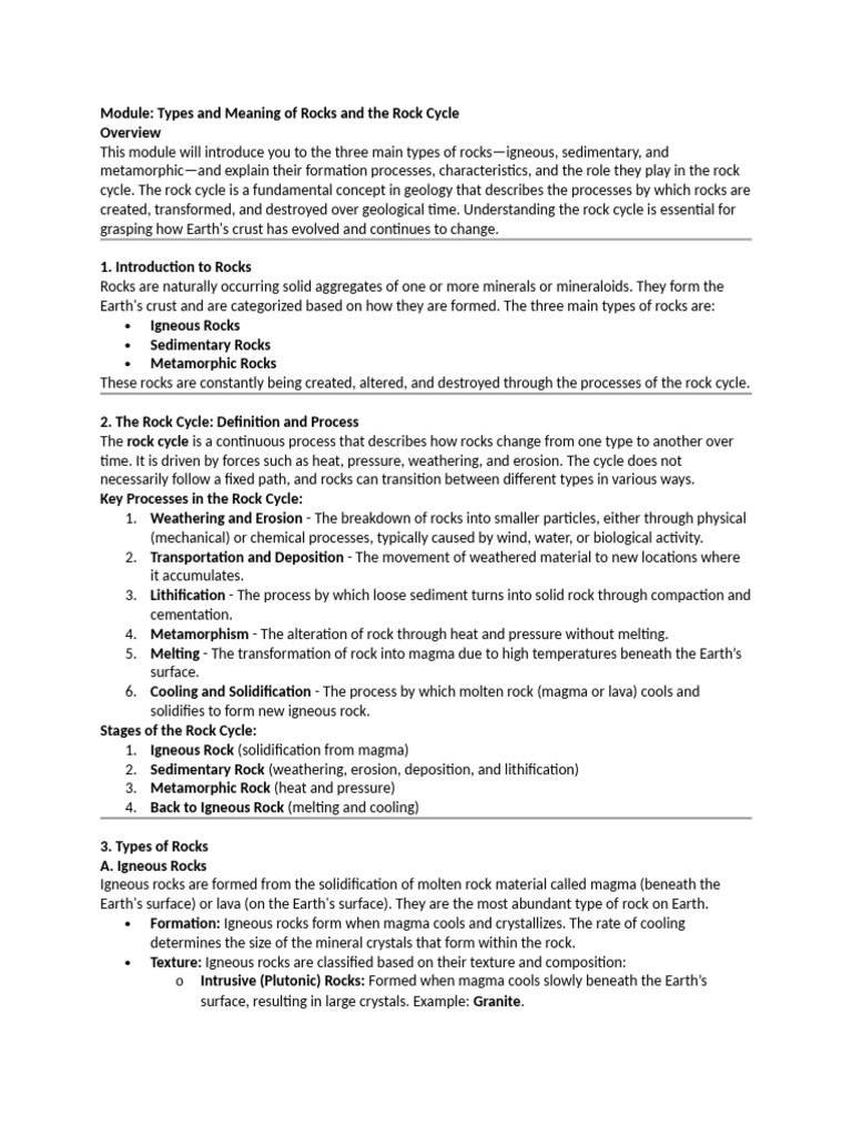Understanding Rock Types and Cycle | PDF | Rock (Geology) | Igneous Rock