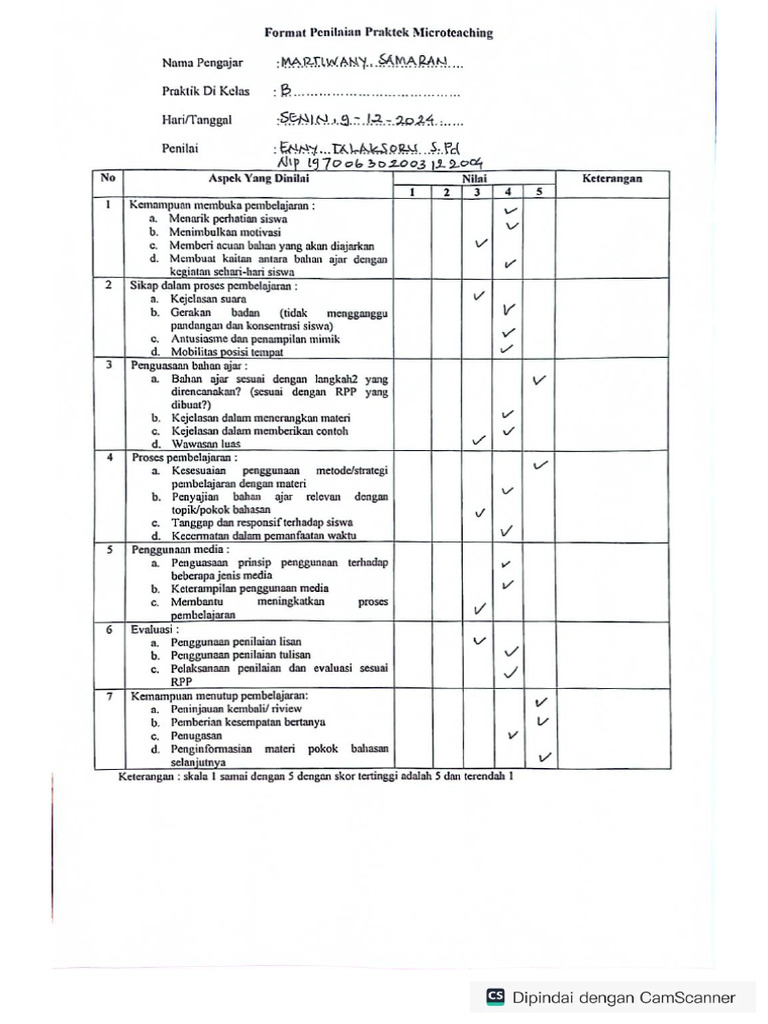 Penilaian Microteaching (Sosial Emosional Anak) | PDF