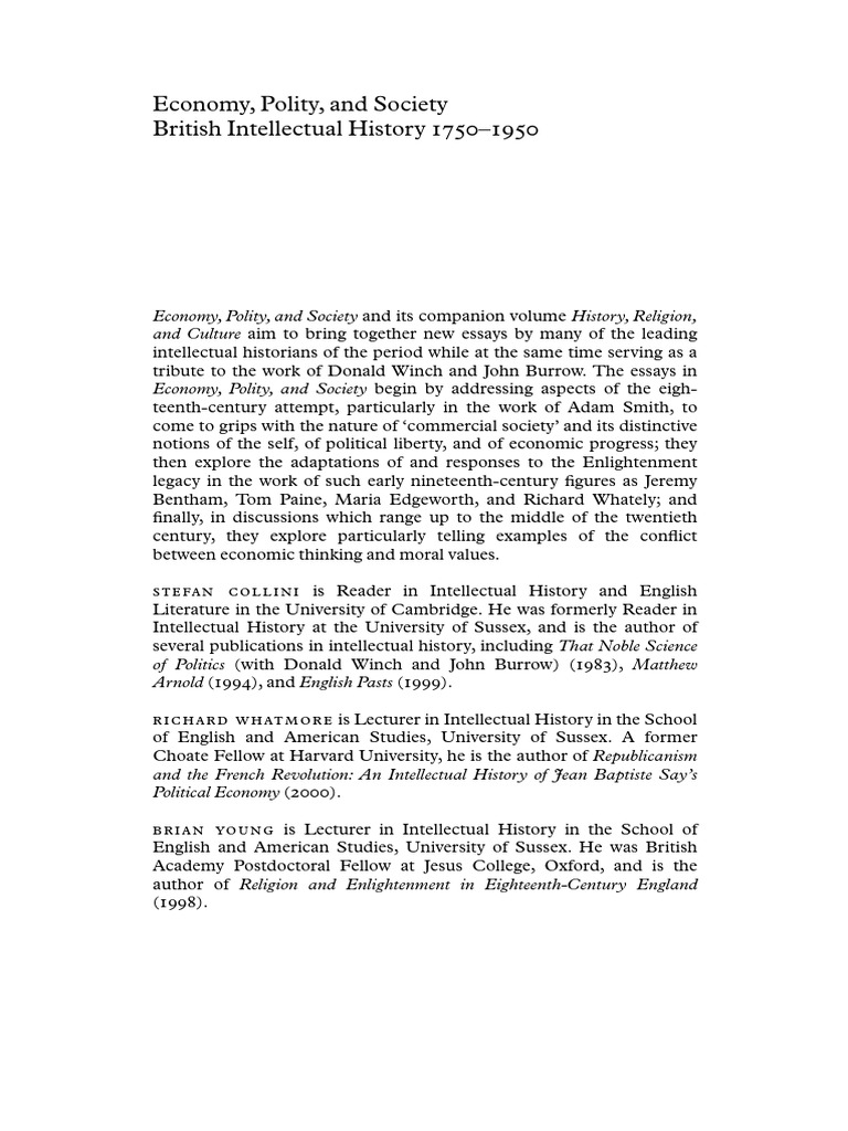 Economy, Polity, and Society: British Intellectual History 1750-1950 ...
