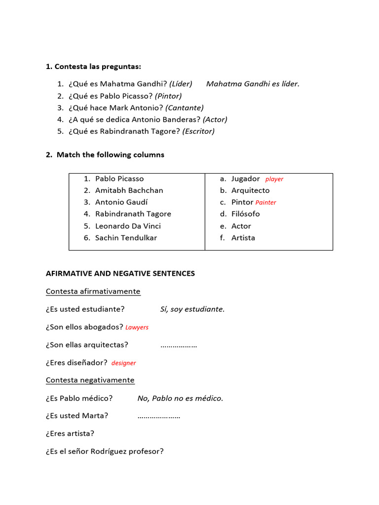 Preguntas y Correspondencias Básicas | PDF