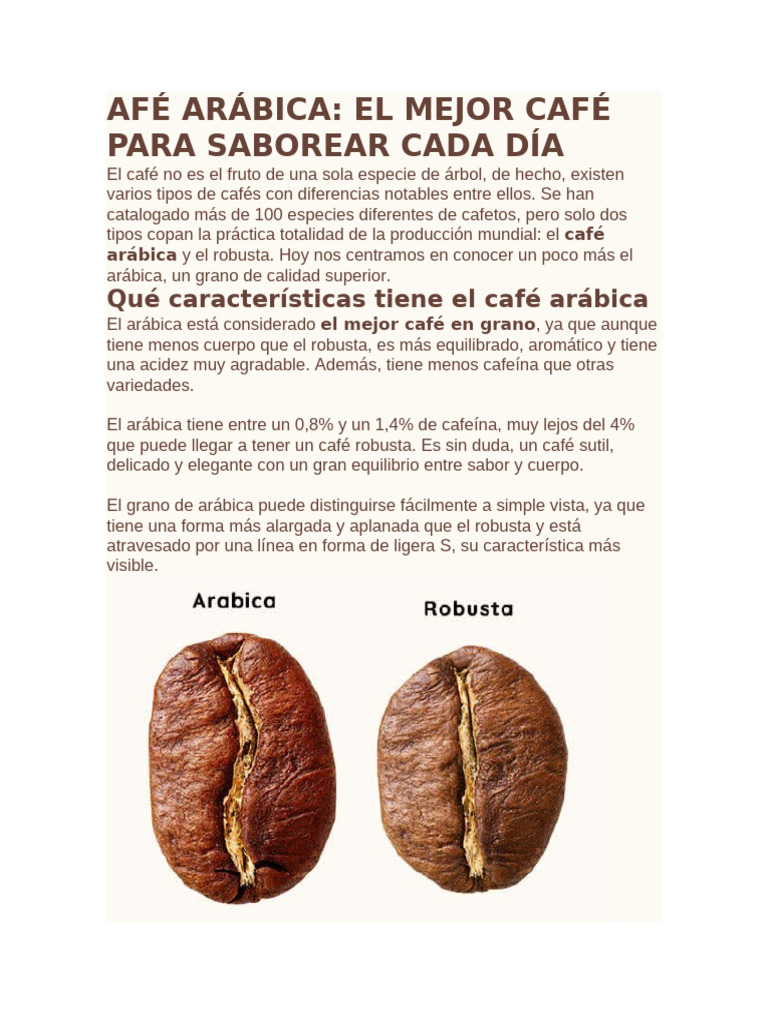 Café Arábica: Características y Variedades | PDF | café | Bebida