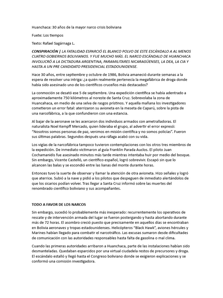 Huan Chaca | PDF | Bolivia | Agencia Central de Inteligencia