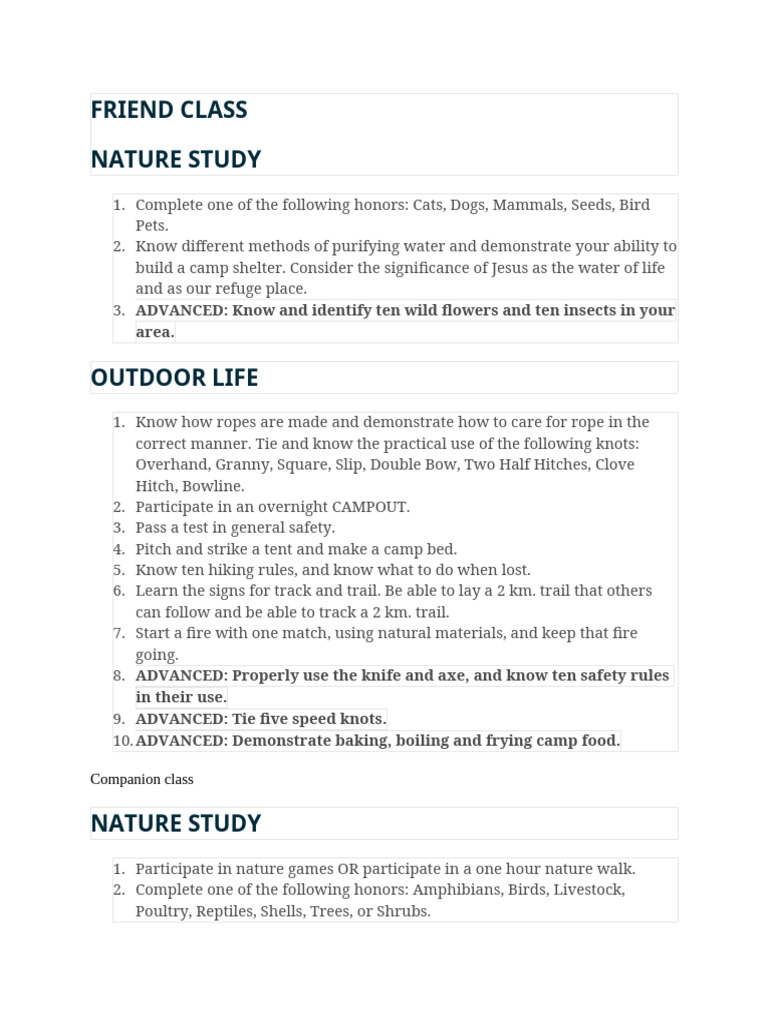 Outdoor and Nature Study Pathfinder | PDF | Knot