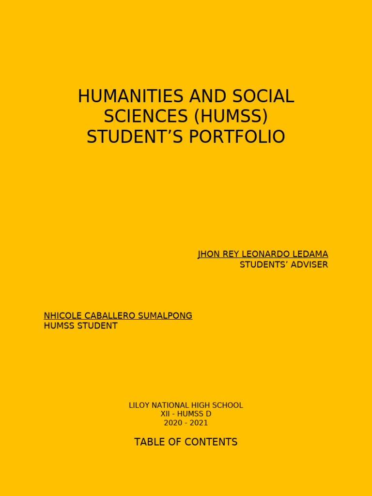 HUMSS Student Portfolio Overview | PDF