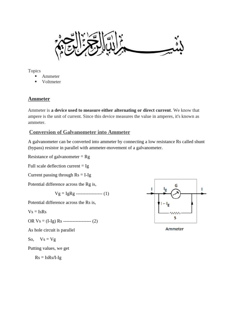 Different Types of Voltmeter and Ammeter | PDF | Voltage | Electrical ...
