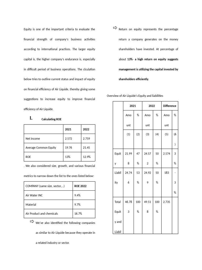 Air Liquide Equity Analysis | PDF | Equity (Finance) | Economies