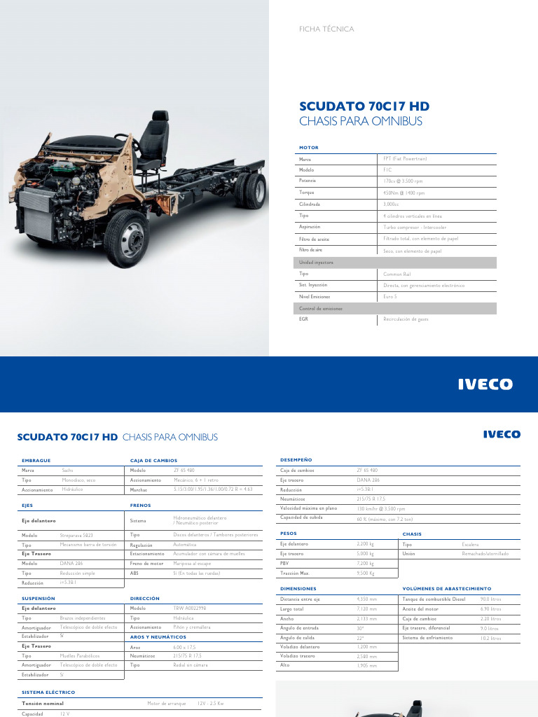 Ficha Técnica IVECO Scudato 70C17 | PDF | Eje | Industria automotriz