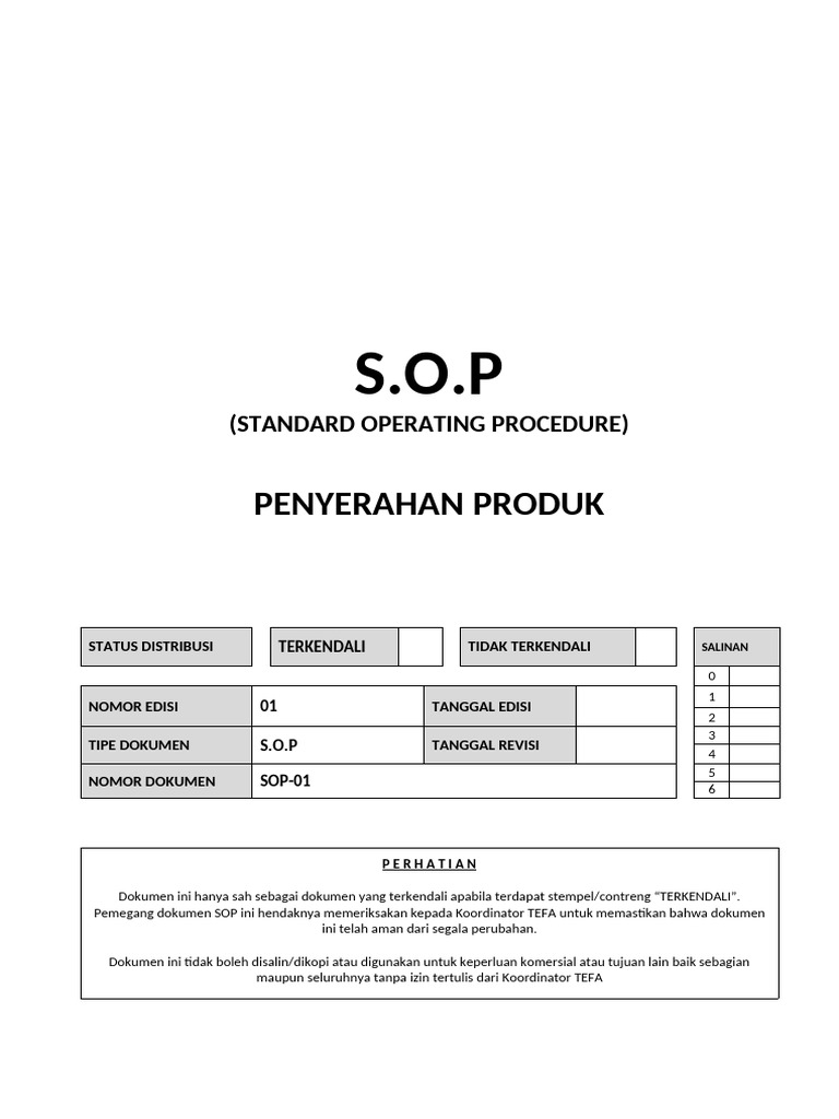 SOP Penyerahan Produk | PDF