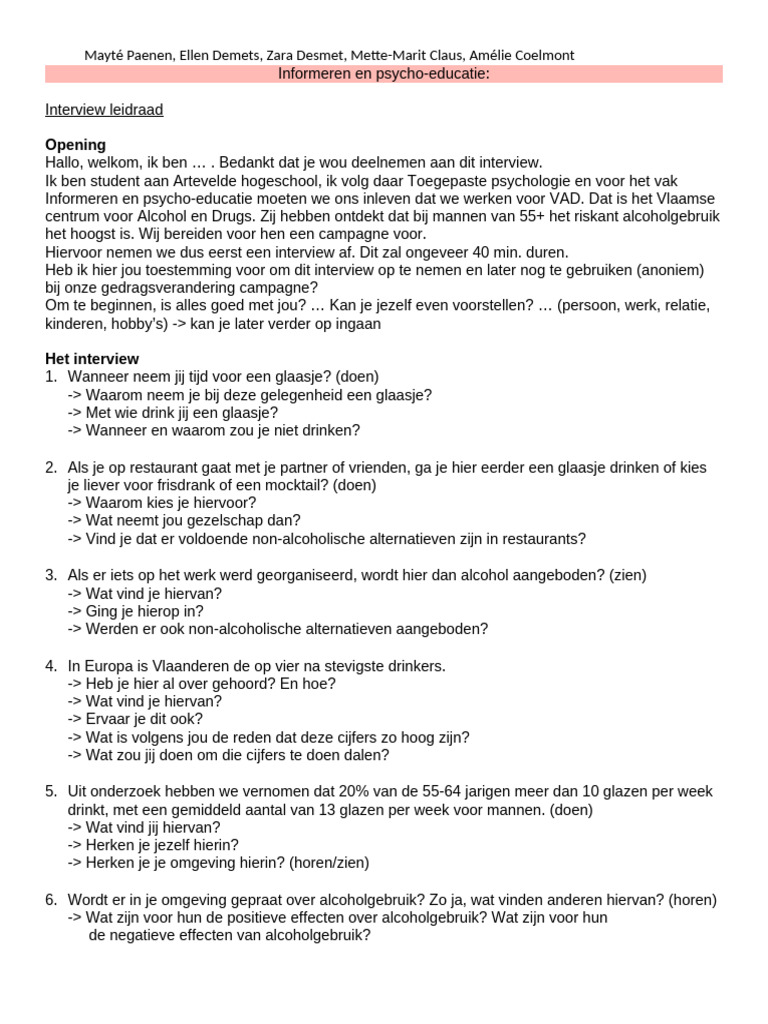 Interview Leidraad | PDF