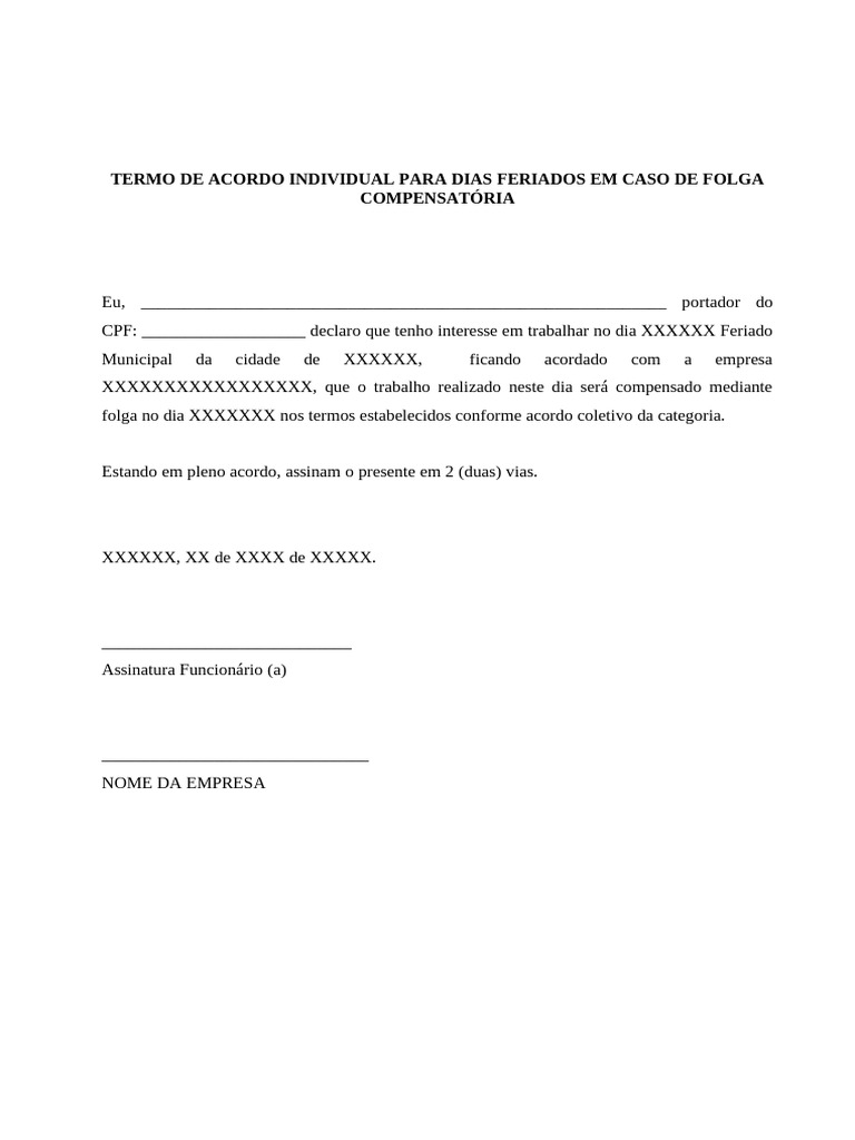 Termo para Troca de Feriado | PDF