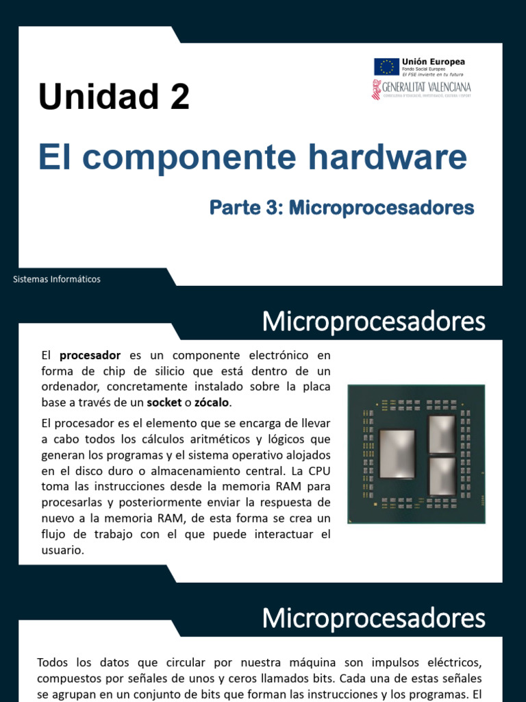 Presentación_UD2_3_Microprocesadores | PDF | Microprocesador | Unidad Central de procesamiento