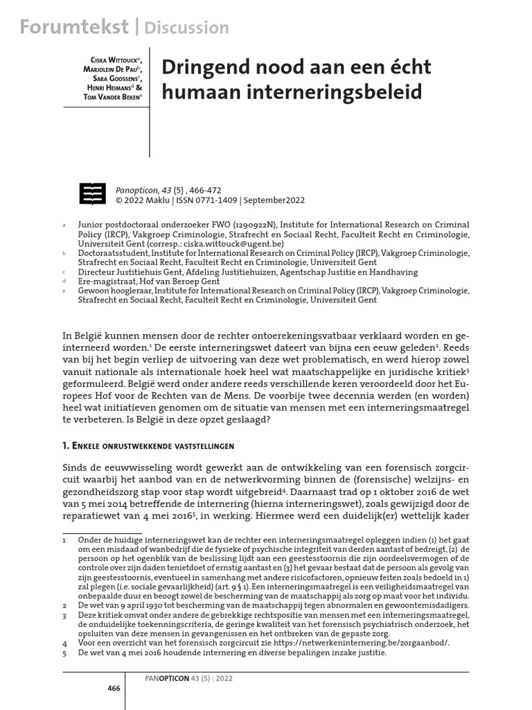 2022 Forumtekst Internering Panopticon | PDF