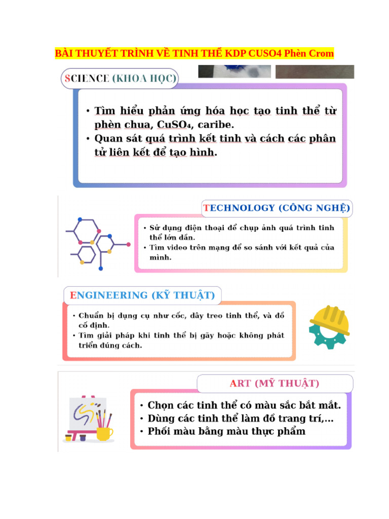 BÀI THUYẾT TRÌNH VỀ TINH THỂ KDP CUSO4 Phèn Crom | PDF
